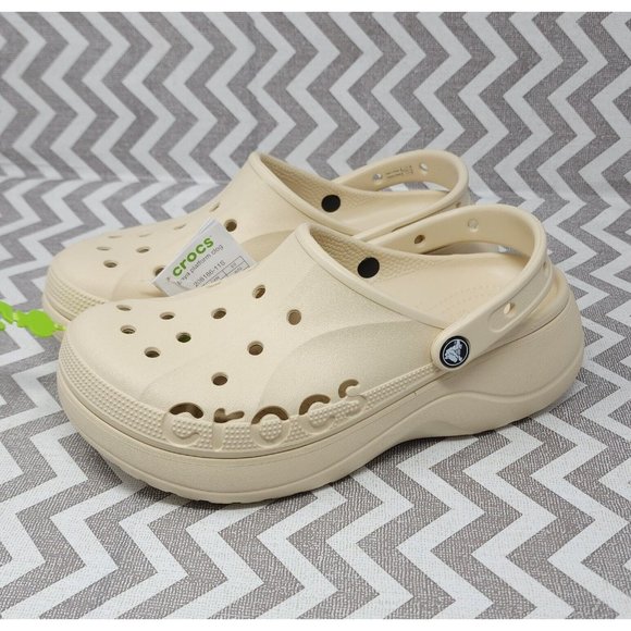 CROCS | Shoes | Crocs Baya Platform Clogs Beige Sand Womens Size Slip ...